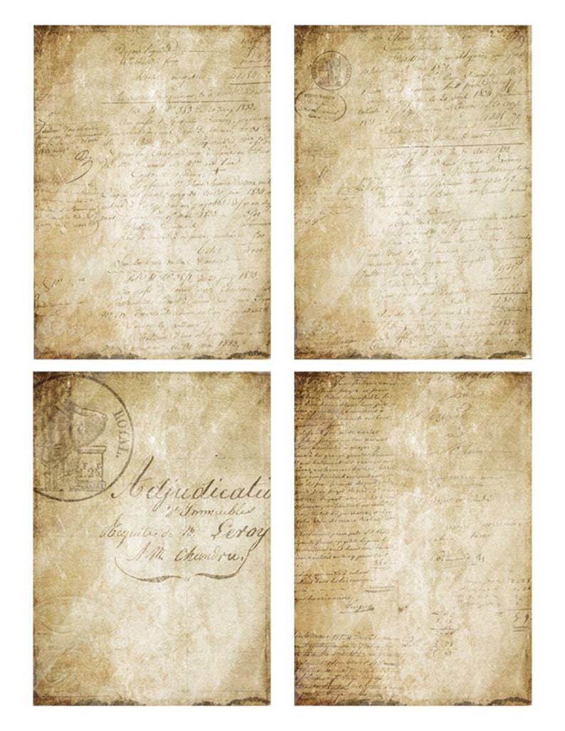 Antique French Script Digital Paper Pack Printable Scrapbook - Etsy