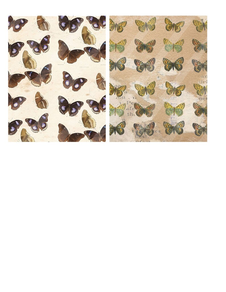 Shabby Vintage Butterflies Digital Paper Pack Printable Scrapbook Old ...