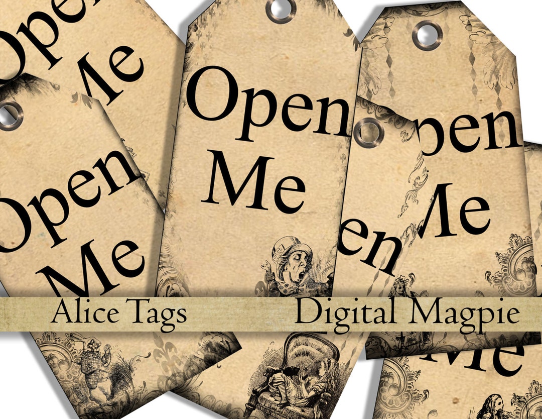 Alice in Wonderland Printable Tags Digital Download Open Me Gift Tags ...