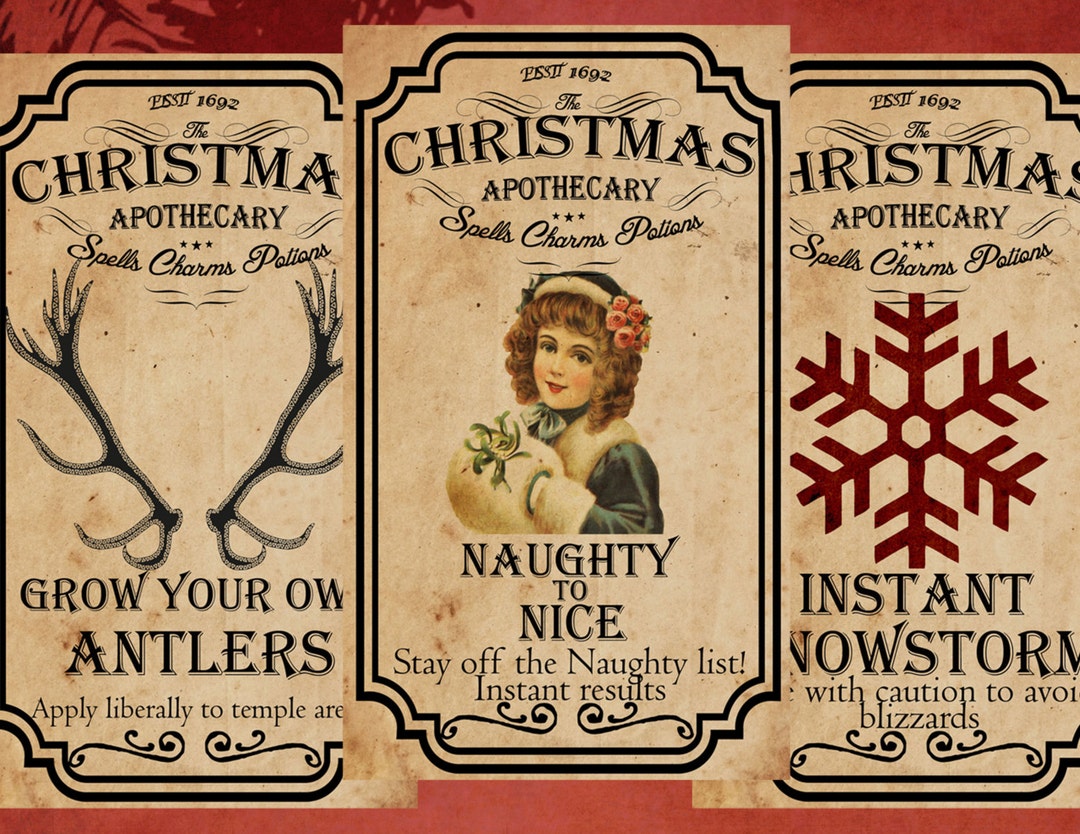 Christmas Potion Labels Apothecary Labels for Jars Bottles Tags and ...