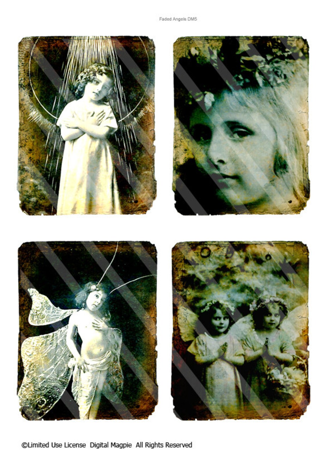 Printable Digital Collage Sheet, Faded Angels, Vintage Images - Etsy
