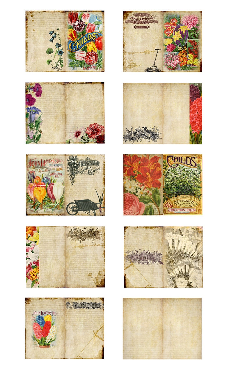 Gardening DIY Printable Journal Pages Digital Paper Pack Vintage Seed ...