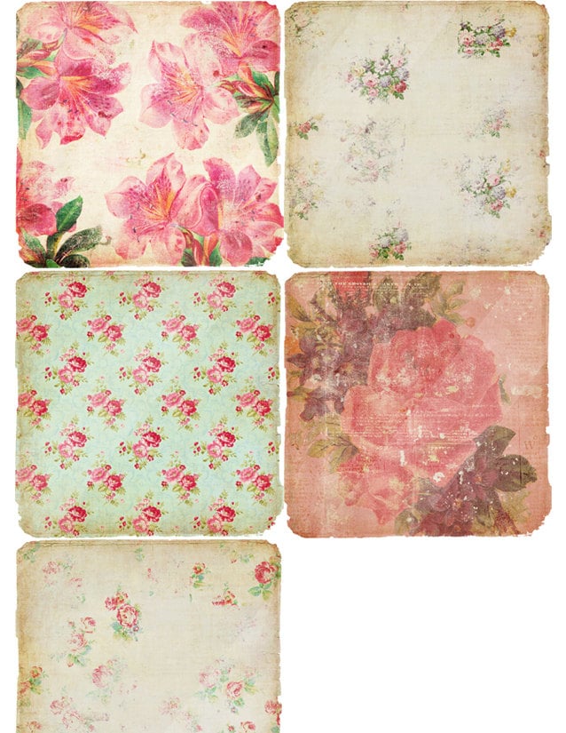 Digital paper pack scrapbook paper shabby roses vintage | Etsy