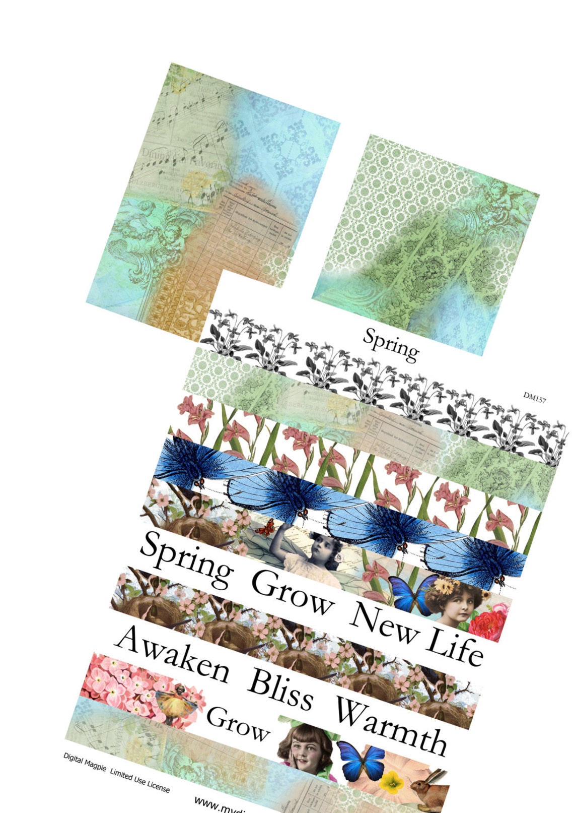5 Spring Digital Collage Sheets for Art Journals Scrapbooks - Etsy