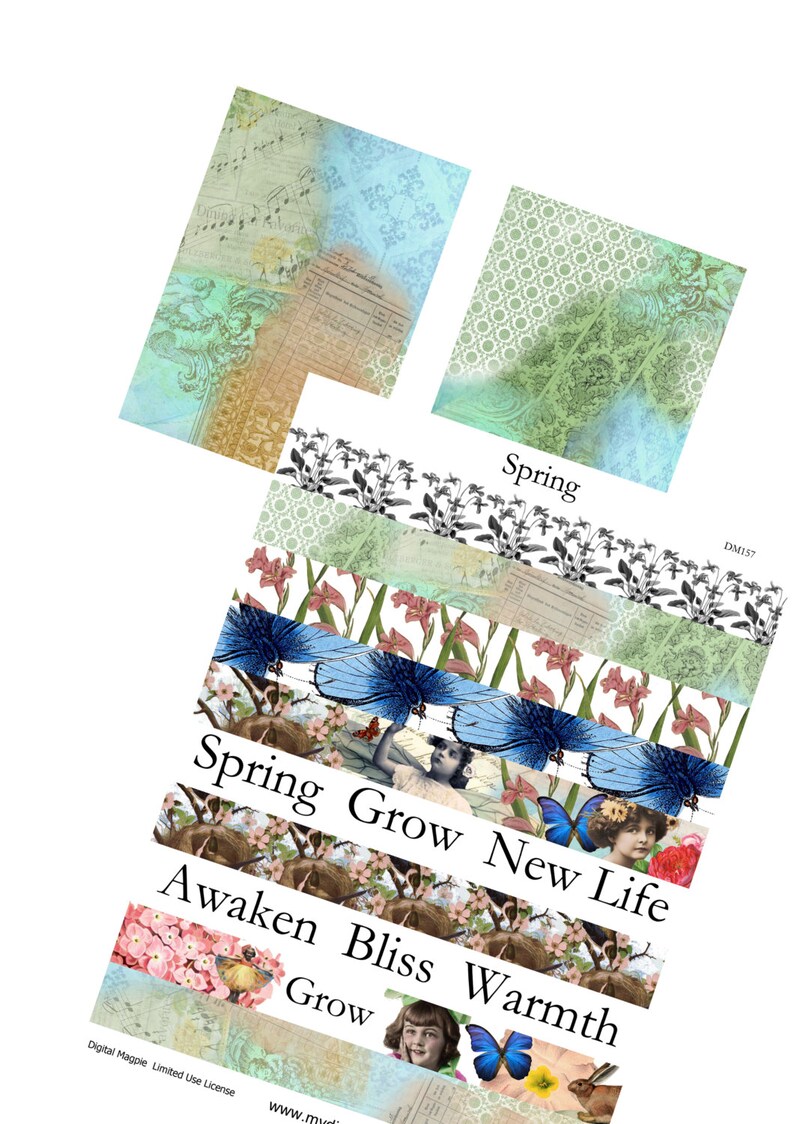 5 Spring Digital Collage Sheets for Art Journals Scrapbooks - Etsy UK