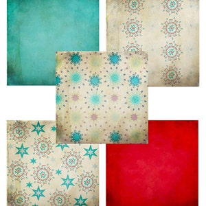 Vintage Christmas Digital Scrapbook Paper Pack 12 X 12 Inch Age Drungy ...