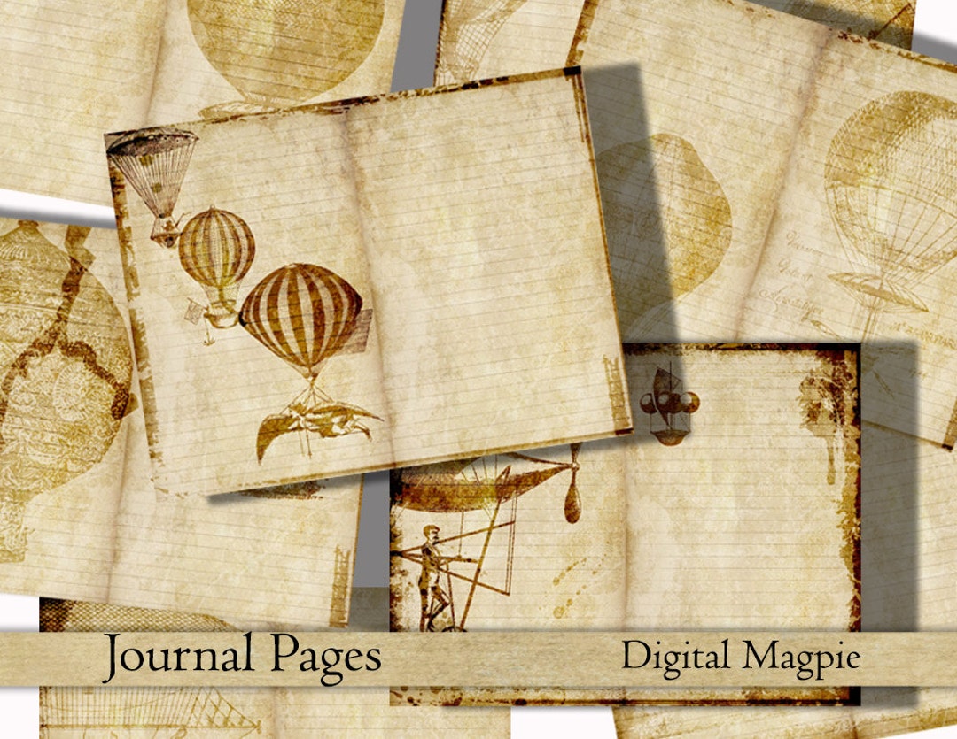 Victorian Air Balloons DIY Printable Journal Pages Travel Digital Paper ...