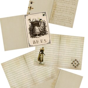 Bees DIY Printable Journal Pages Digital Paper Pack Vintage Diary Old ...