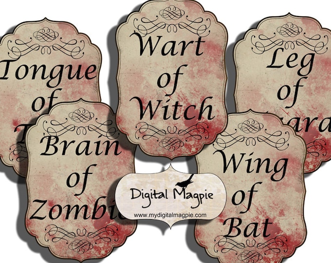 Gothic Potion Labels Clipart for Junk Journals. Digital Paper of ...
