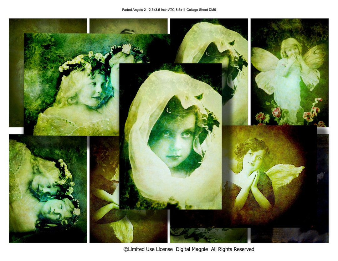 Faded Angels 2 Digital Collage Sheet for Instant Download - Etsy