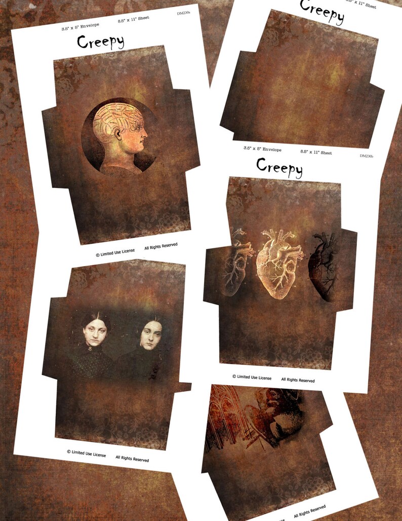 Halloween Digital Printable Envelopes Dark and Creepy Vintage Ephemera ...
