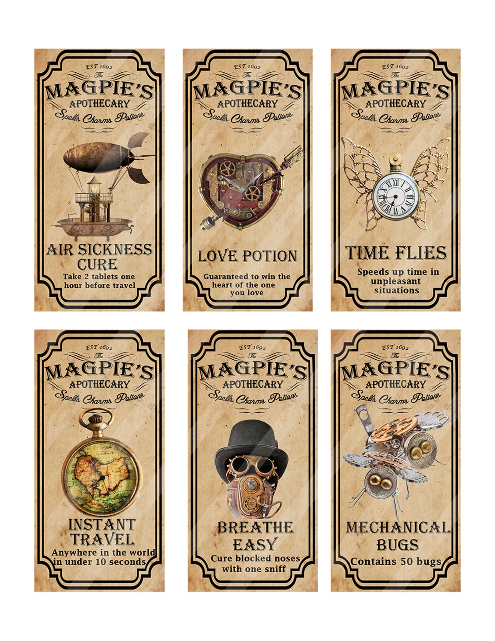 Steampunk Apothecary Labels for Jars Bottles Tags and - Etsy