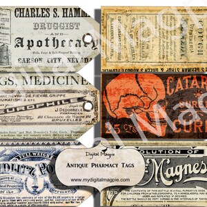 Digital Antique Vintage Pharmacy Tags Apothecary Tags Scrapbook ...