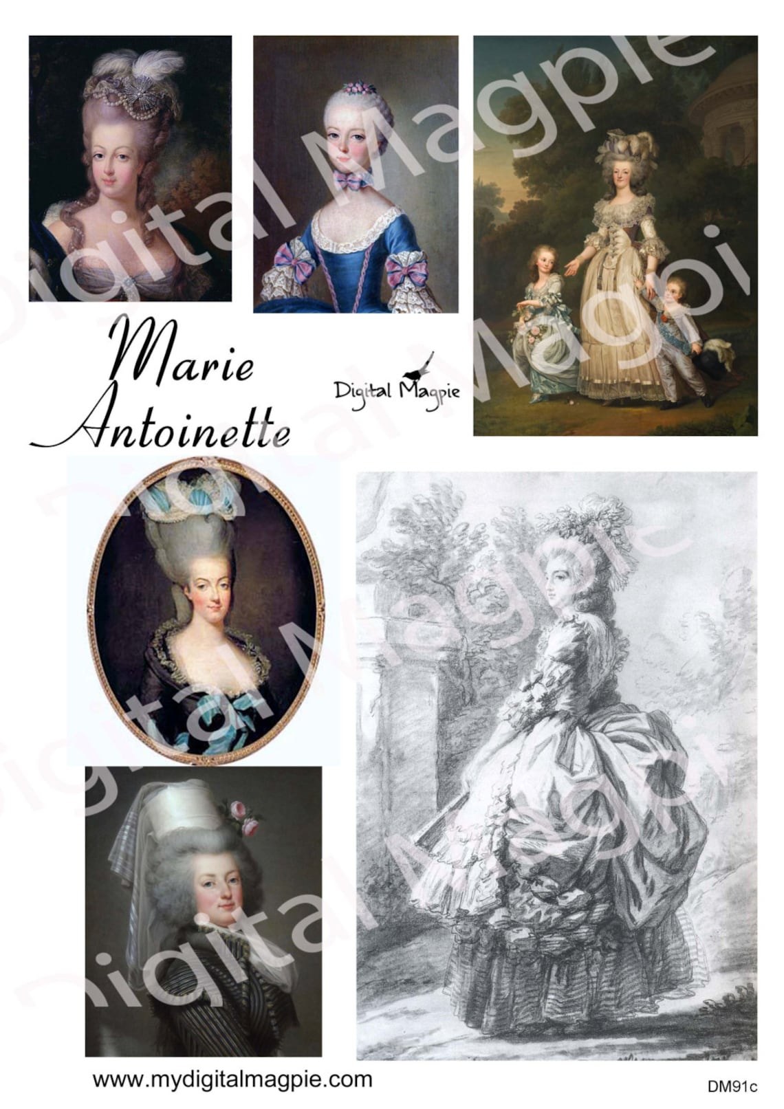 Marie Antoinette Printable Digital Collage Sheet Instant Download ...