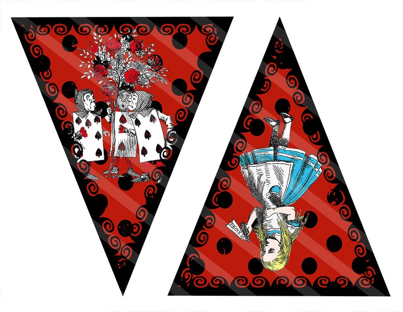 Alice in Wonderland Printable Party Banner Collage Sheet Instant ...