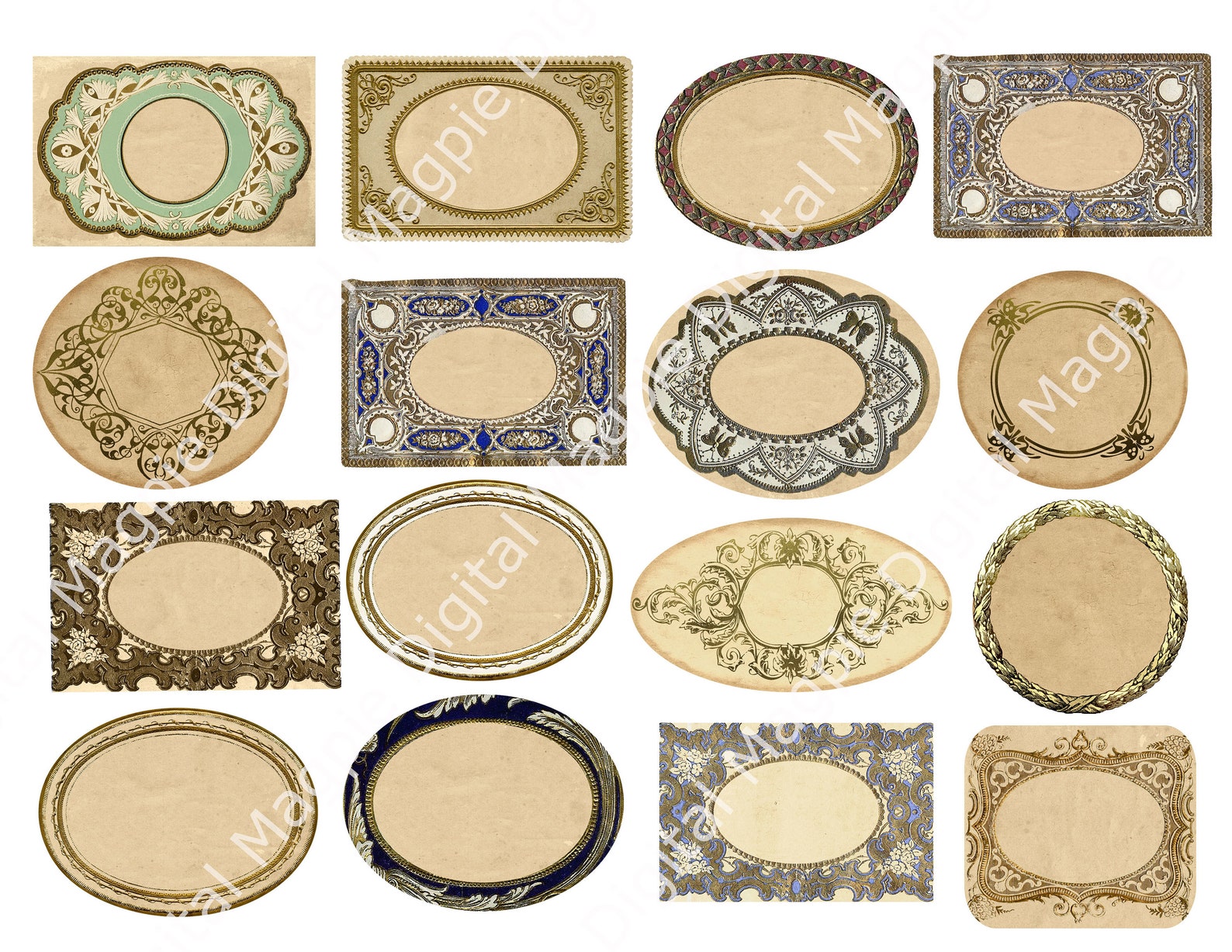 Blank Antique Labels Large Digital Collage Sheet Printable - Etsy UK