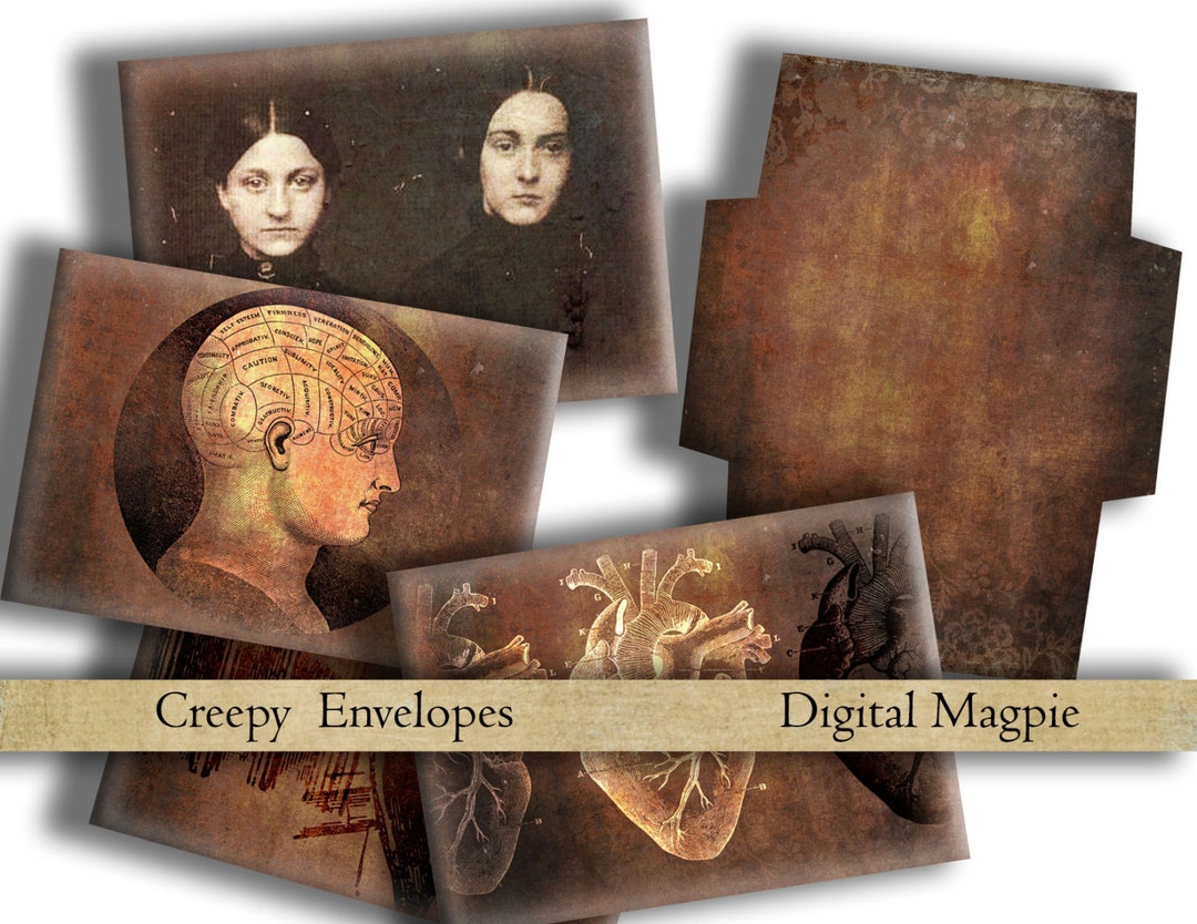 Halloween Digital Printable Envelopes Dark and Creepy Vintage Ephemera ...