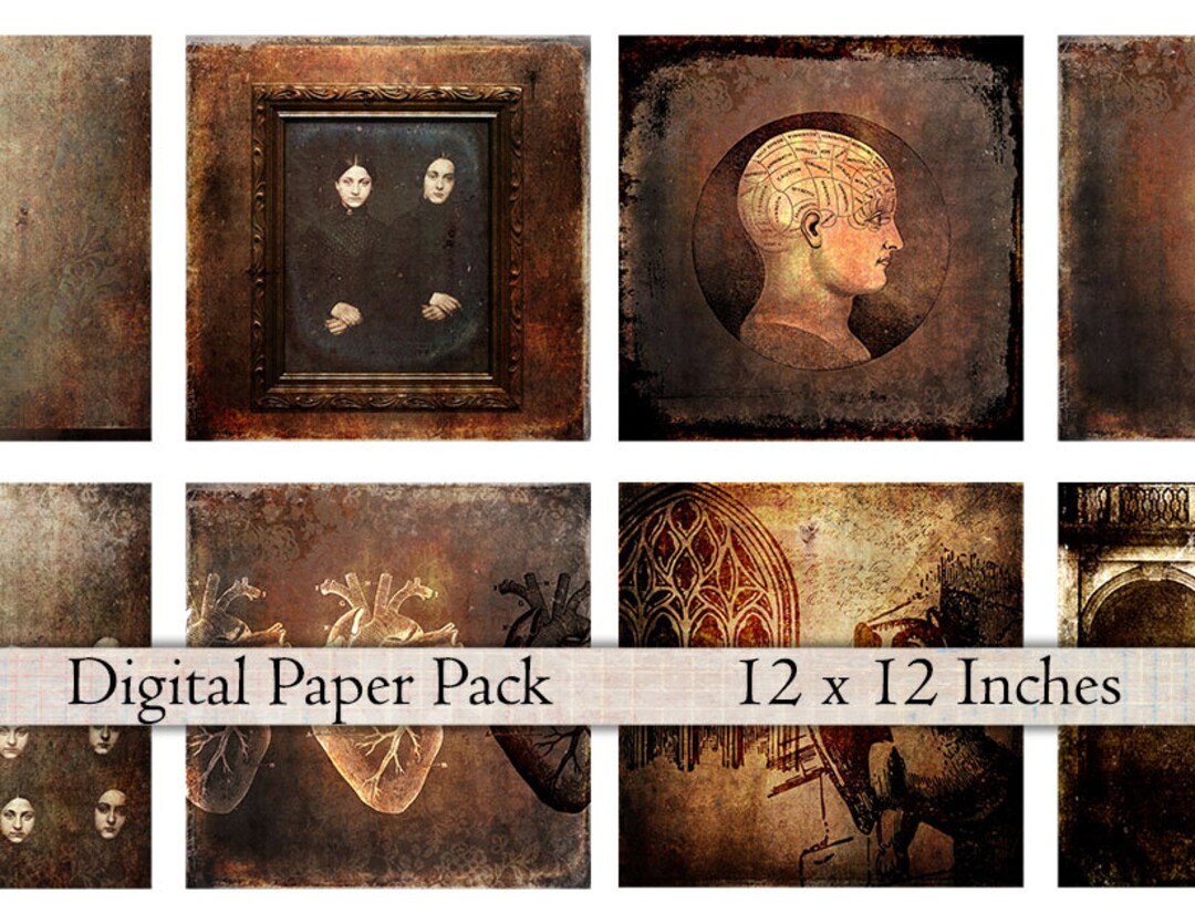 Digital Paper Pack Vintage Halloween Printable Download 12 X 12 Digital ...