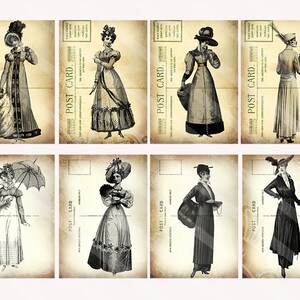 Vintage Ladies Printable Images Victorian Women Postcard Tags Digital ...