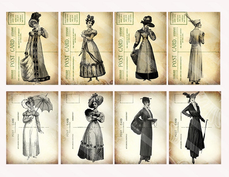 Vintage Ladies Printable Images Victorian Women Postcard Tags - Etsy