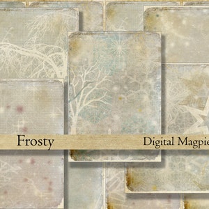Winter Frost Snow Christmas Digital Collage Sheet Old Shabby Paper Worn ...