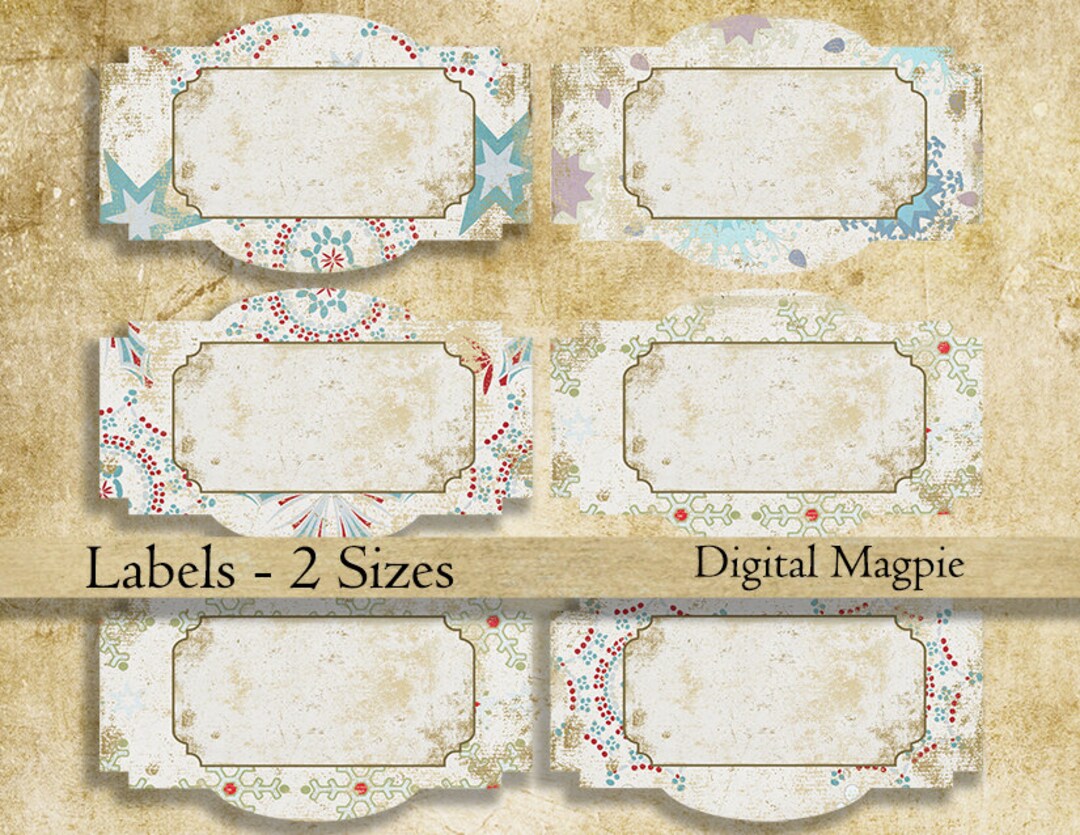 White Christmas Labels Shabby Chic Blank Printable Digital Collage ...