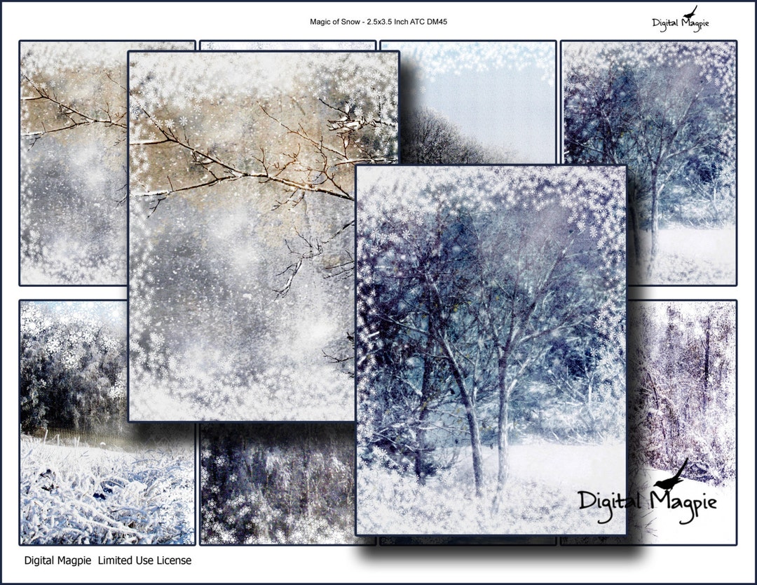 Magic of Snow Digital Collage Sheet Winter Backgrounds for Instant ...