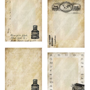 Digital Paper Pack Vintage Office Stationery Journal Paper Grunge ...