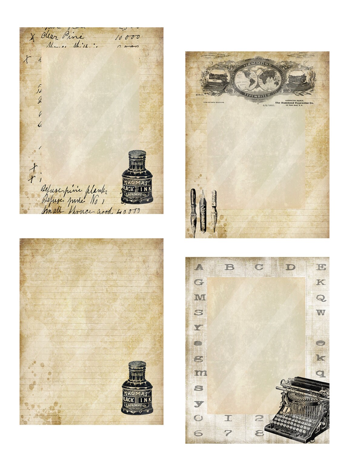 Digital Paper Pack Vintage Office Stationery Journal Paper - Etsy