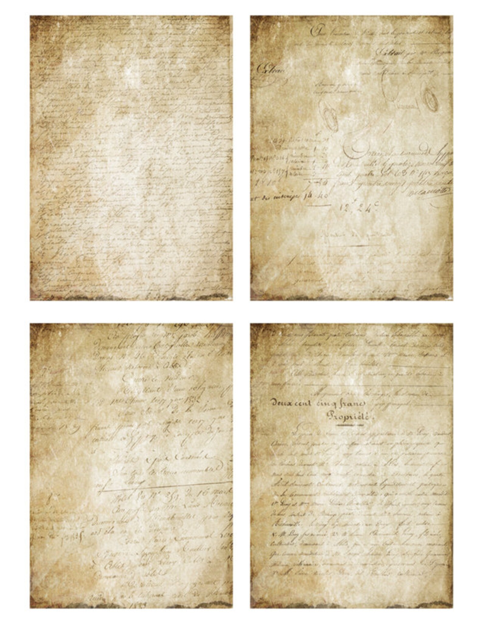 Antique French Script Digital Paper Pack Printable Scrapbook Old Paper ...