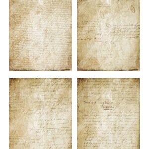 Antique French Script Digital Paper Pack Printable Scrapbook Old Paper ...