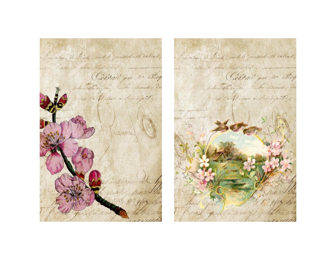 French Spring antique digital paper vintage scrapbook 6 x 4 | Etsy