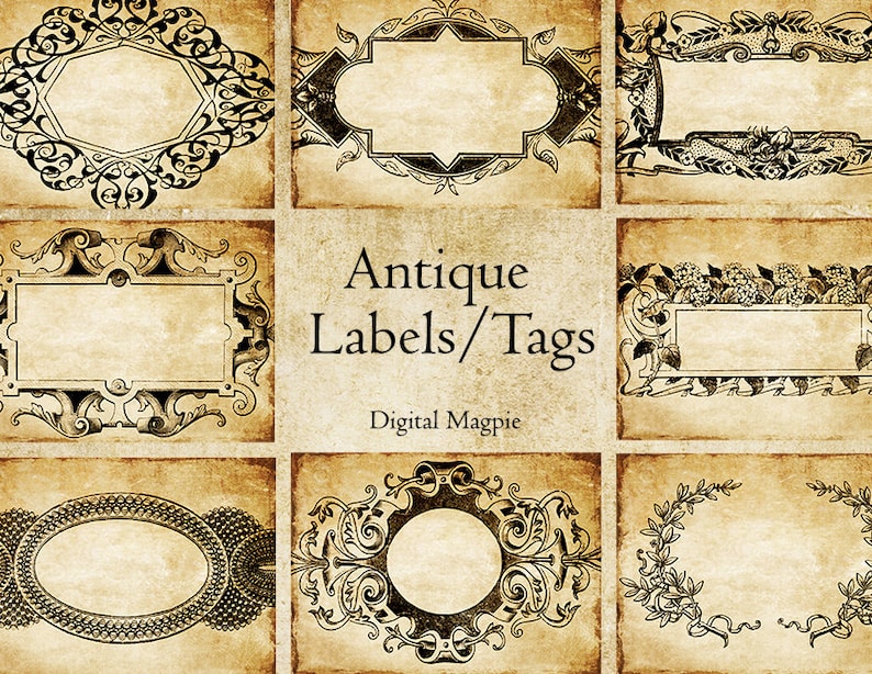 Antique Labels Printable Digital Download Collage Sheet 2.5 X - Etsy