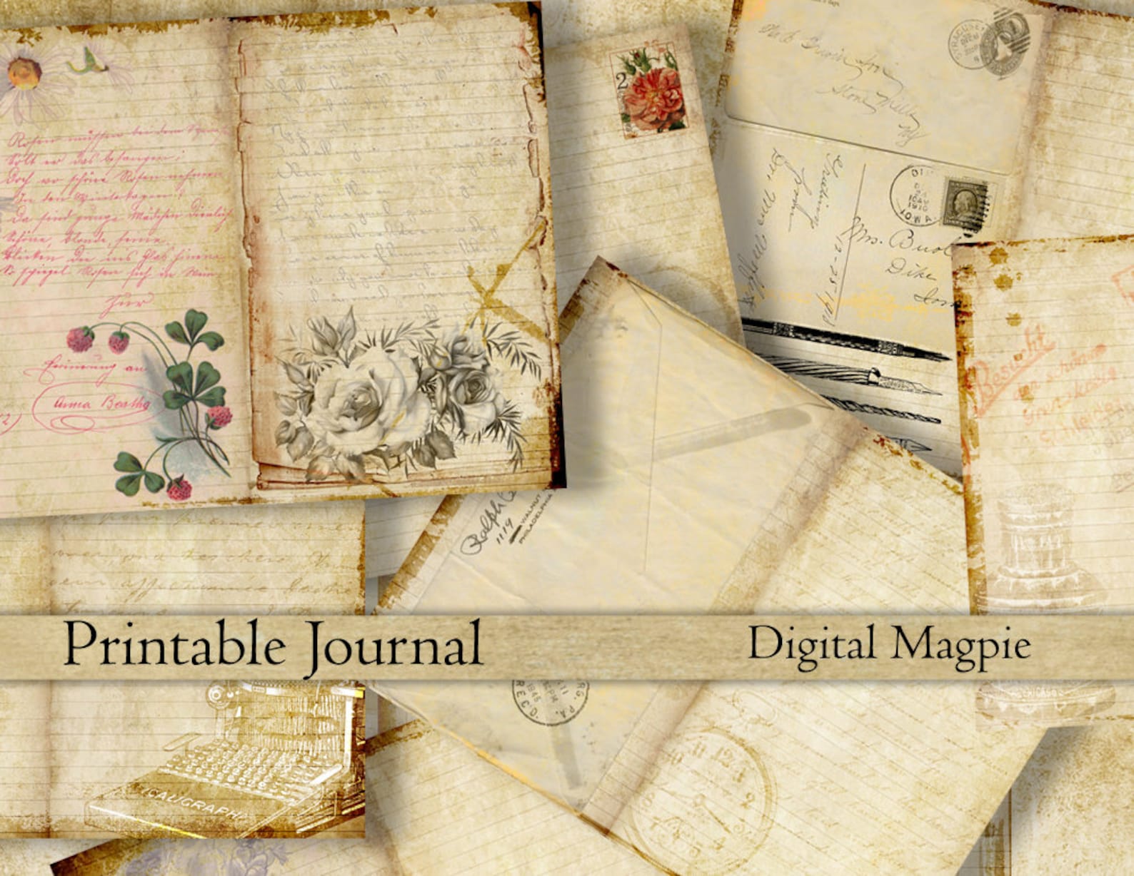 Printable DIY Journal Pages Vintage Letter Writing Digital - Etsy