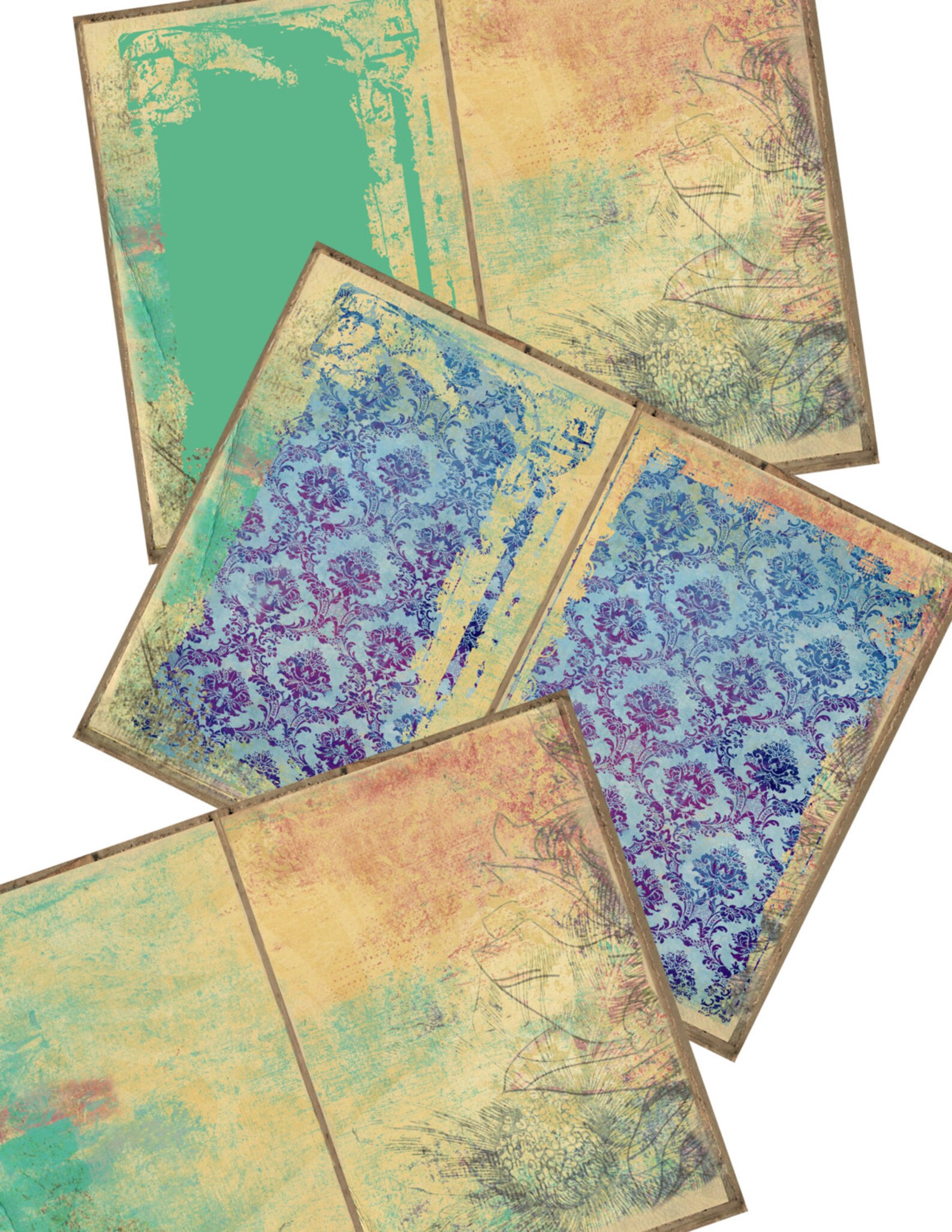 Printable journal pages digital paper pack shabby collage | Etsy