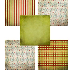 Vintage Christmas Digital Scrapbook Paper Pack 12 X 12 Inch Age Drungy ...