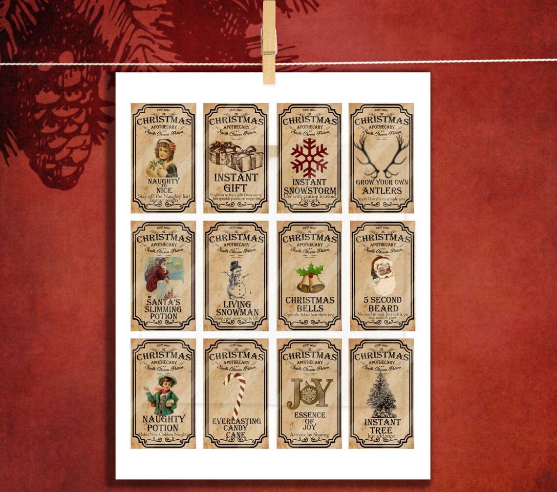 Christmas Potion Labels Apothecary Labels for Jars Bottles Tags and ...