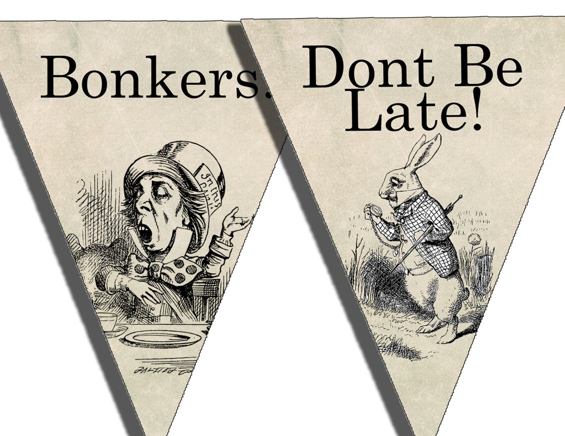 Alice in Wonderland Party Banner Digital Download Pennant - Etsy