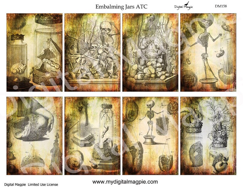 Halloween Digital Printable Collage Sheet Creepy Grungy Dark Gothic ATC ...