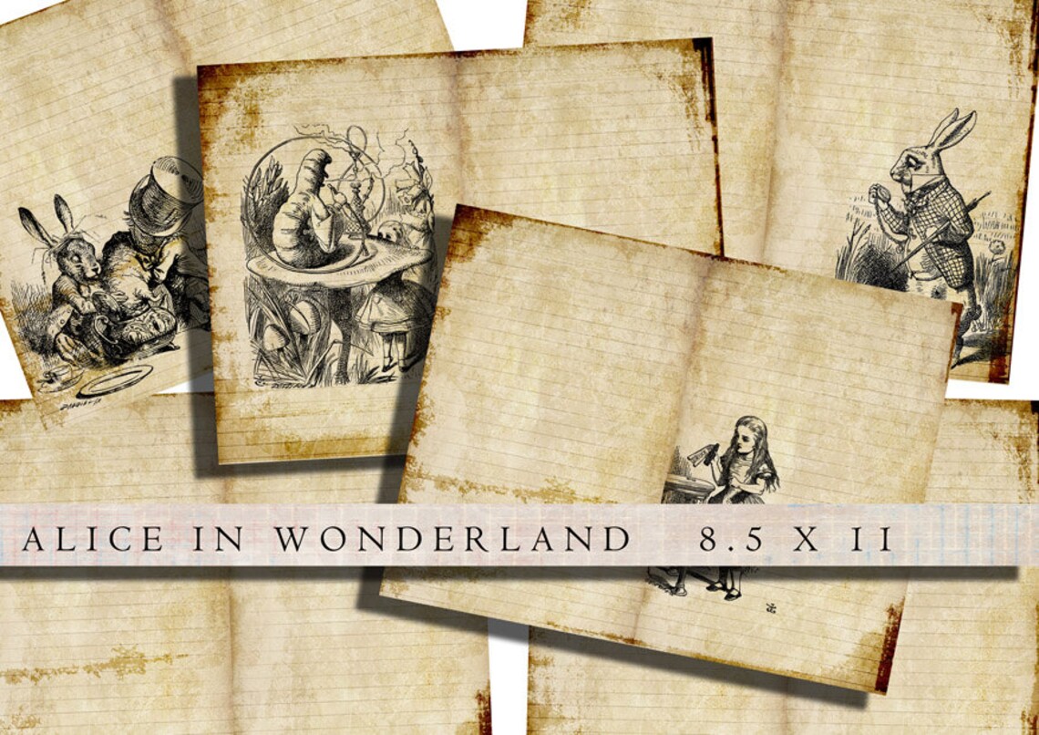 Alice in Wonderland Printable Diy Journal Pages Paper Pack Digital ...