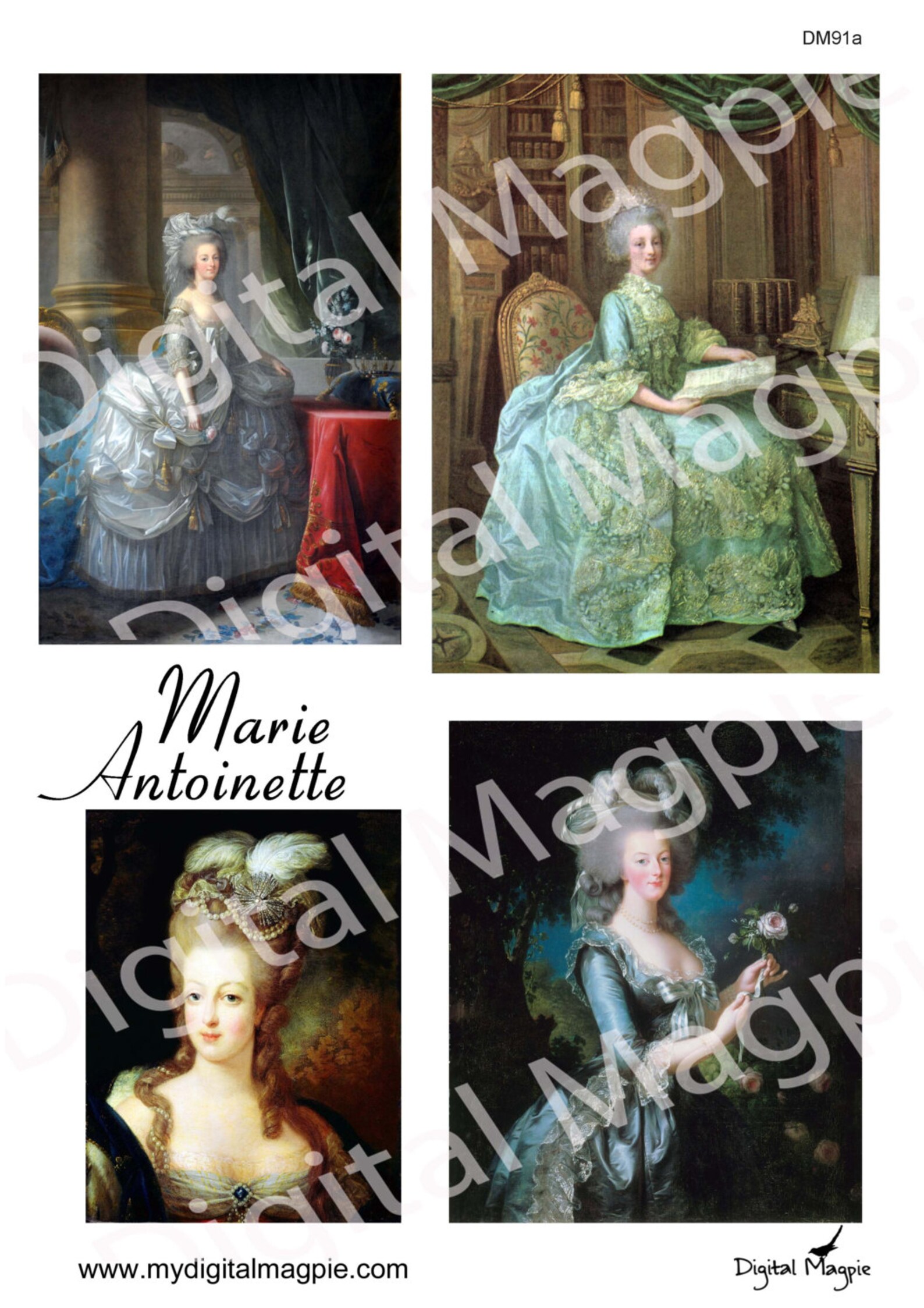 Marie Antoinette Printable Digital Collage Sheet Instant - Etsy