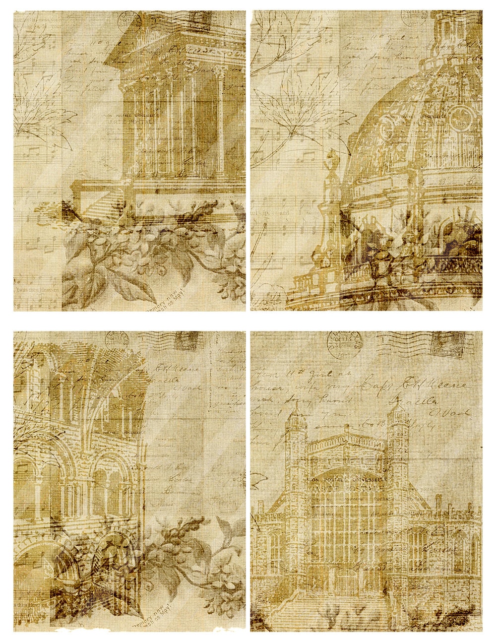 Antique Backgrounds Digital Paper Pack Printable Scrapbook Paper ...
