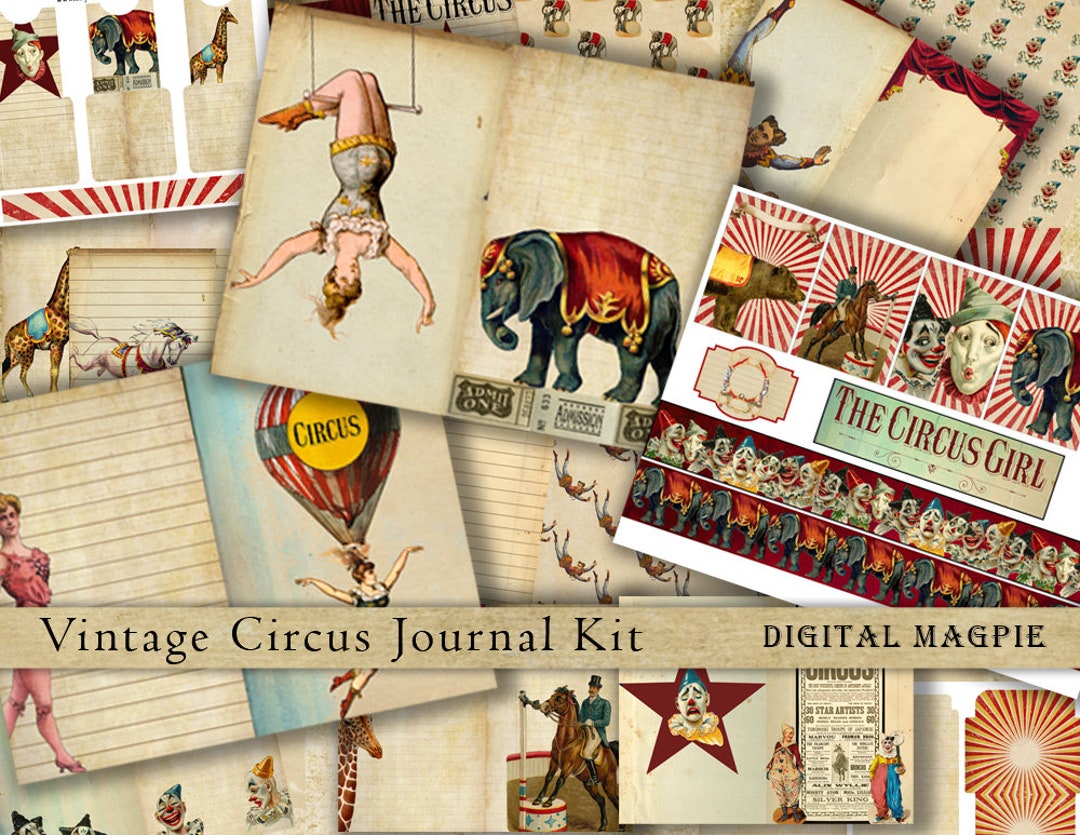Circus DIY Printable Journal Pages Vintage Digital Paper Pack Grunge ...