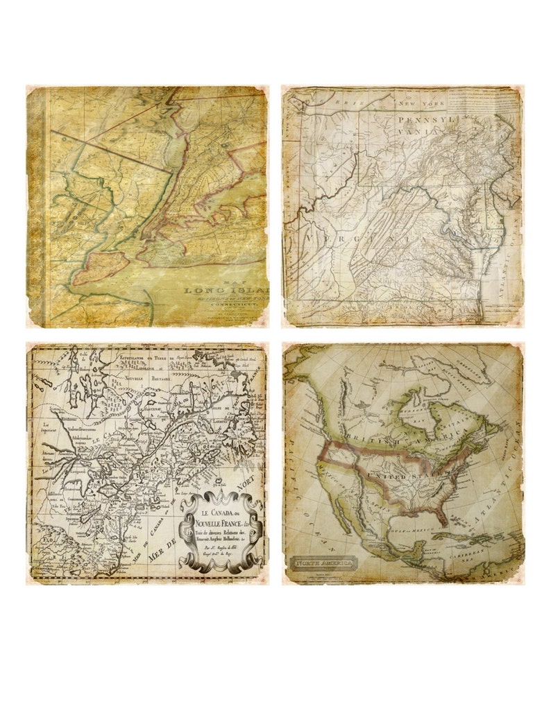 Old maps digital paper pack grunge digital scrapbook paper map | Etsy