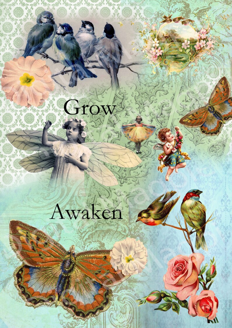 5 Spring Digital Collage Sheets for Art Journals Scrapbooks - Etsy UK