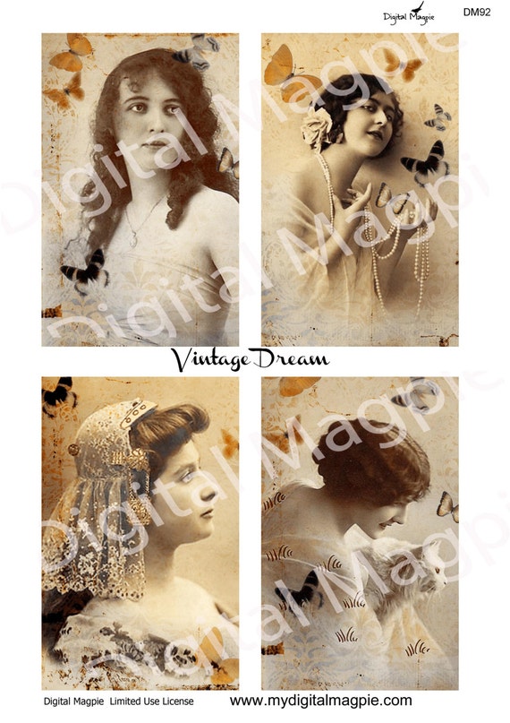 Craft Supplies & Tools Papercraft Dreamy Vintage Ladies Digital collage ...
