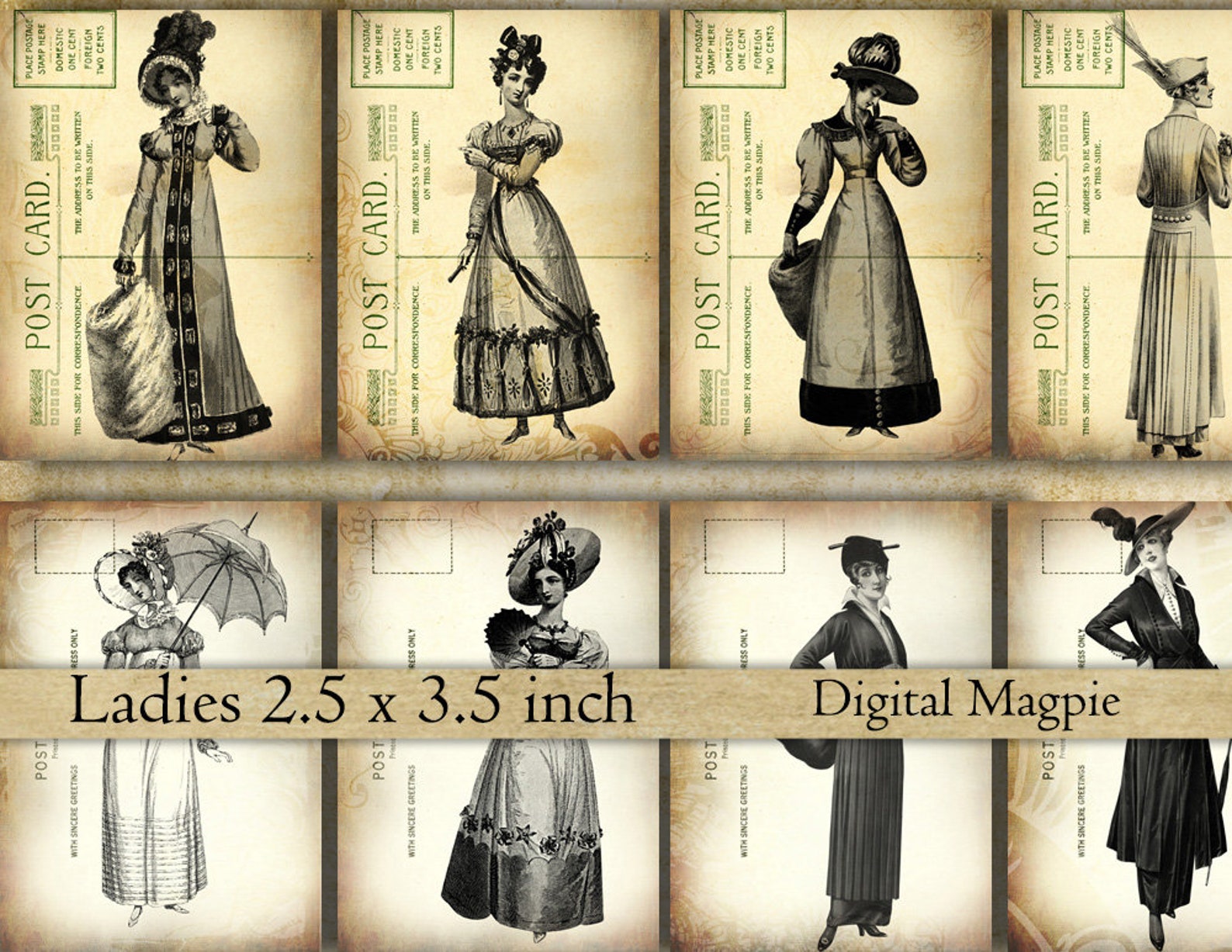 Vintage Ladies Printable Images Victorian Women Postcard Tags - Etsy