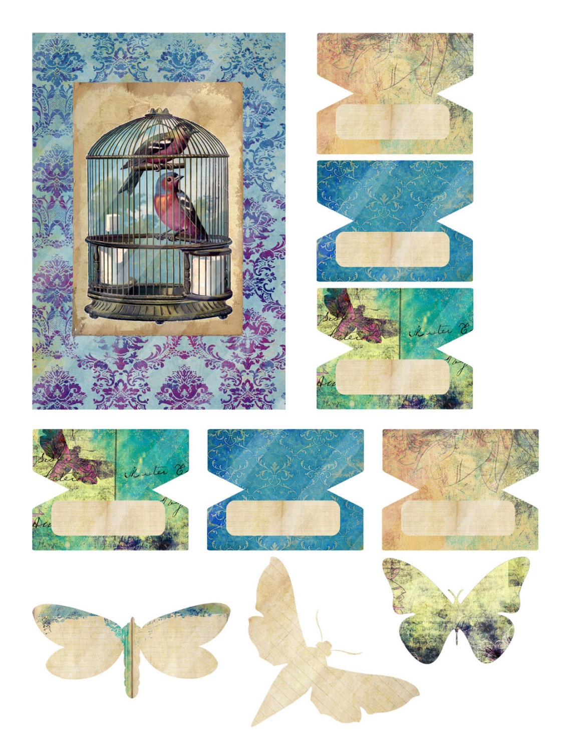 Printable journal kit ephemera digital collage sheet Garden of | Etsy