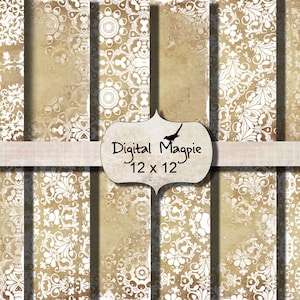 12x12 Digital Scrapbook Paper Shabby Chic Antique Vintage Printable ...