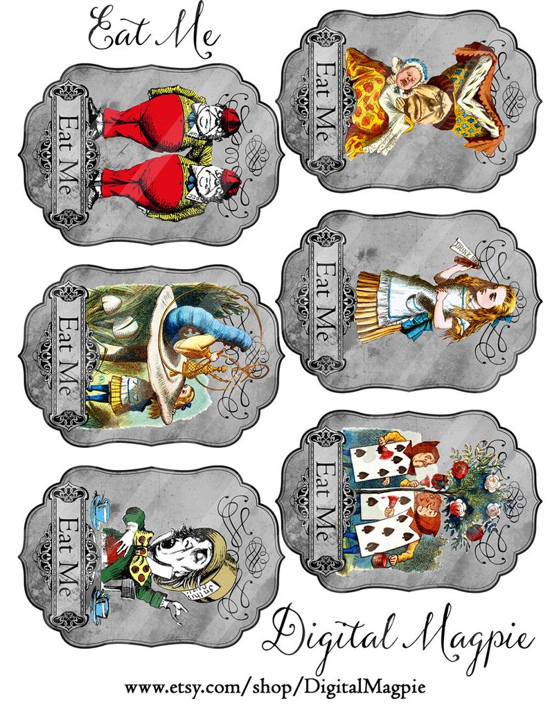 Eat Me Tag Label Drink Me Alice Party Printable Digital - Etsy